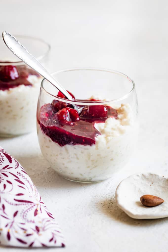 Rice Pudding with Raspberry Sauce