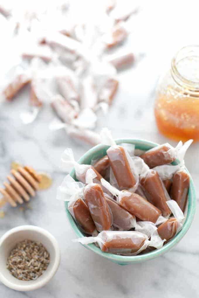 Salted Honey Lavender Caramels