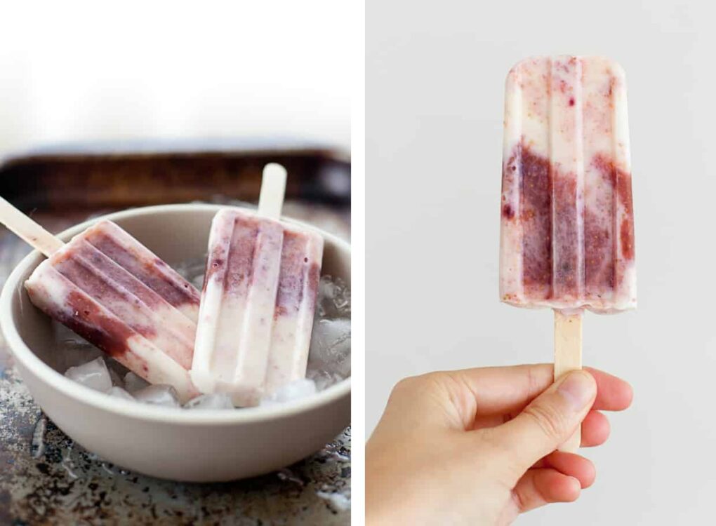 Honey roasted fig and goat cheese popsicles