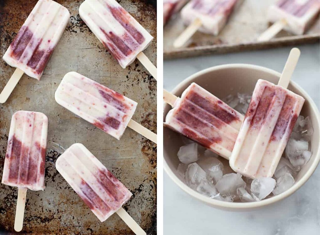 Honey roasted fig and goat cheese popsicles