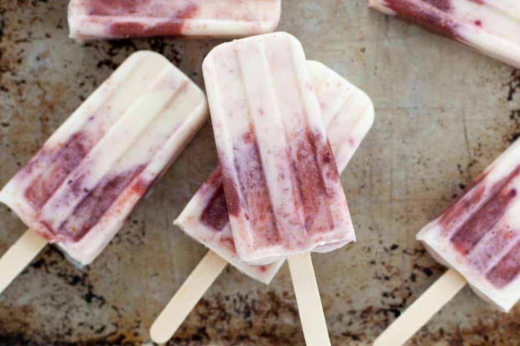 Honey roasted fig and goat cheese popsicles