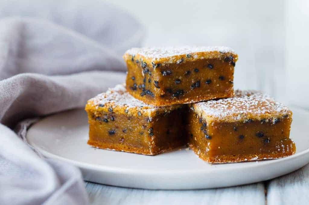 Black Sesame Pumpkin Mochi Cake