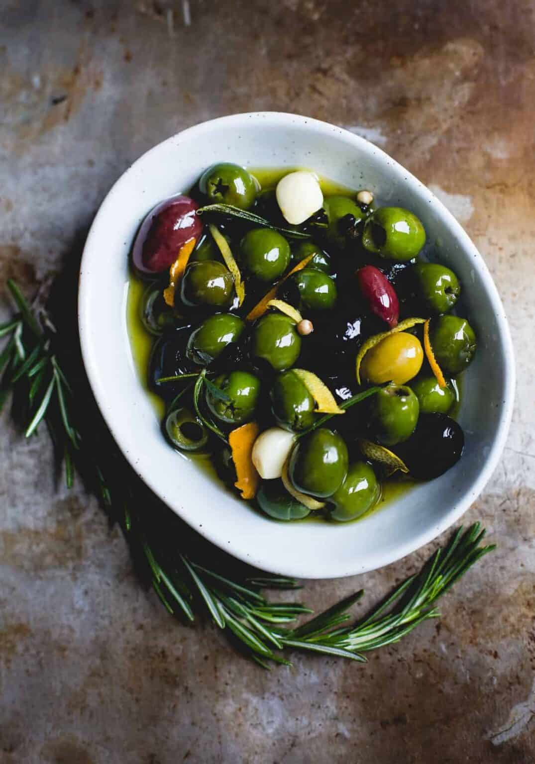 Warm Olives with Citrus, Rosemary, and a Splash of Gin - Snixy Kitchen