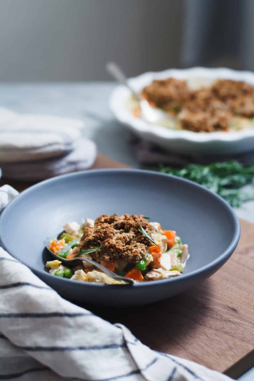 Chicken Pot Pie with Chestnut Biscuits - Snixy Kitchen