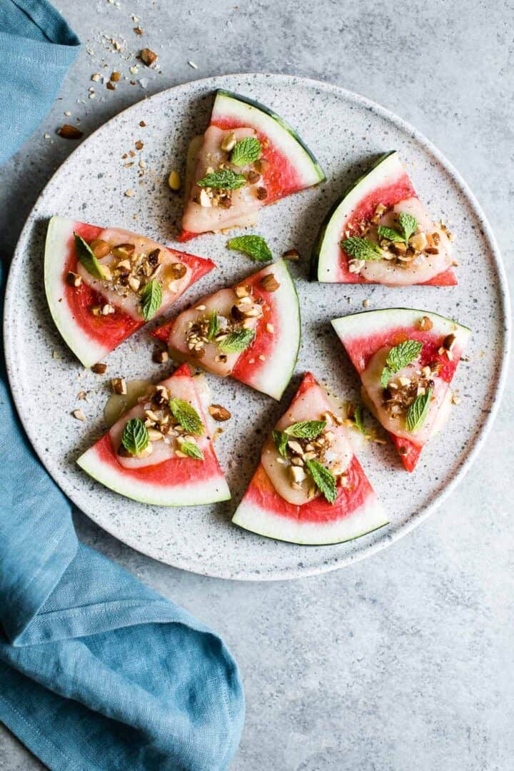 Charred Watermelon Cheese Wedges with Mint - Snixy Kitchen