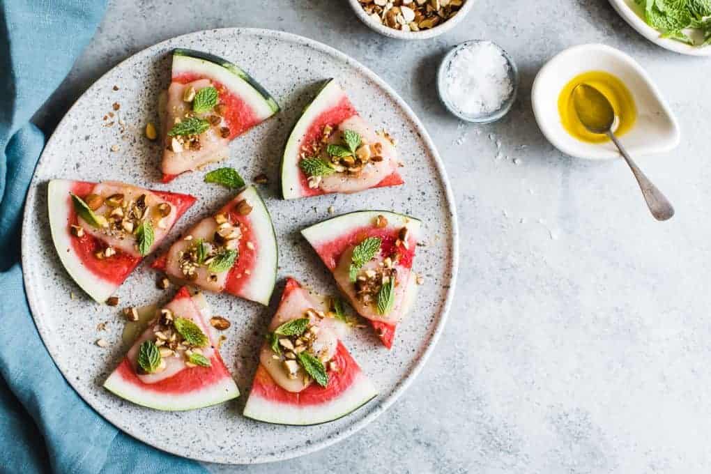 Charred Watermelon Cheese Wedges with Mint - Snixy Kitchen