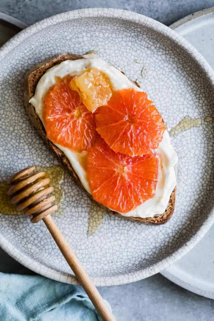 Honey Orange Ricotta Toast - Snixy Kitchen