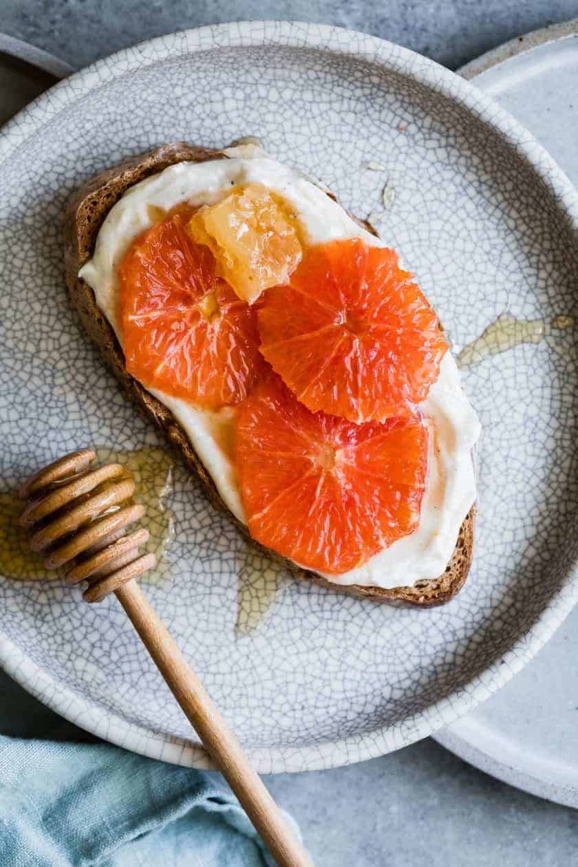 Honey Orange Ricotta Toast - Snixy Kitchen