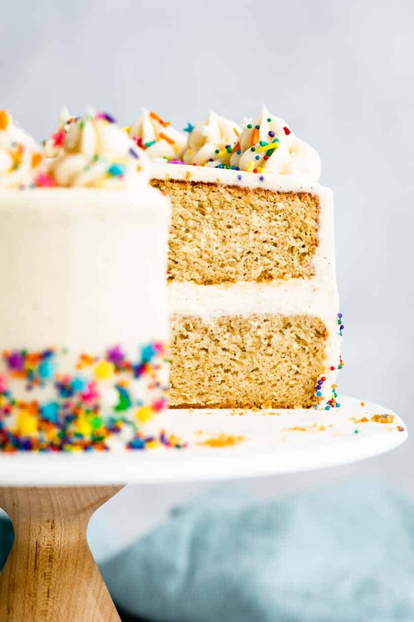 Ultra-Moist Gluten-Free Vanilla Layer Cake | Snixy Kitchen